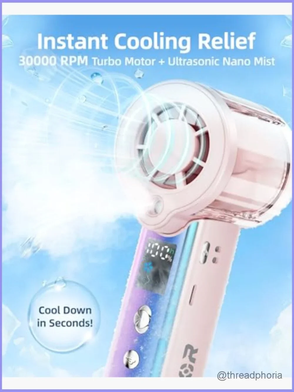 Other | Handheld Misting Fan With Turbo Cooling 3000 Rpm Rechargeable ...